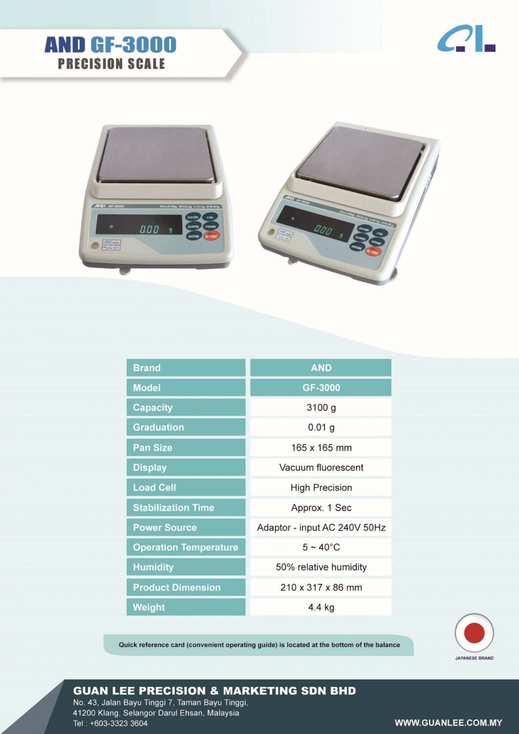 AND GF3000 Precision Scale – GUAN LEE PRECISION & MARKETING SDN BHD