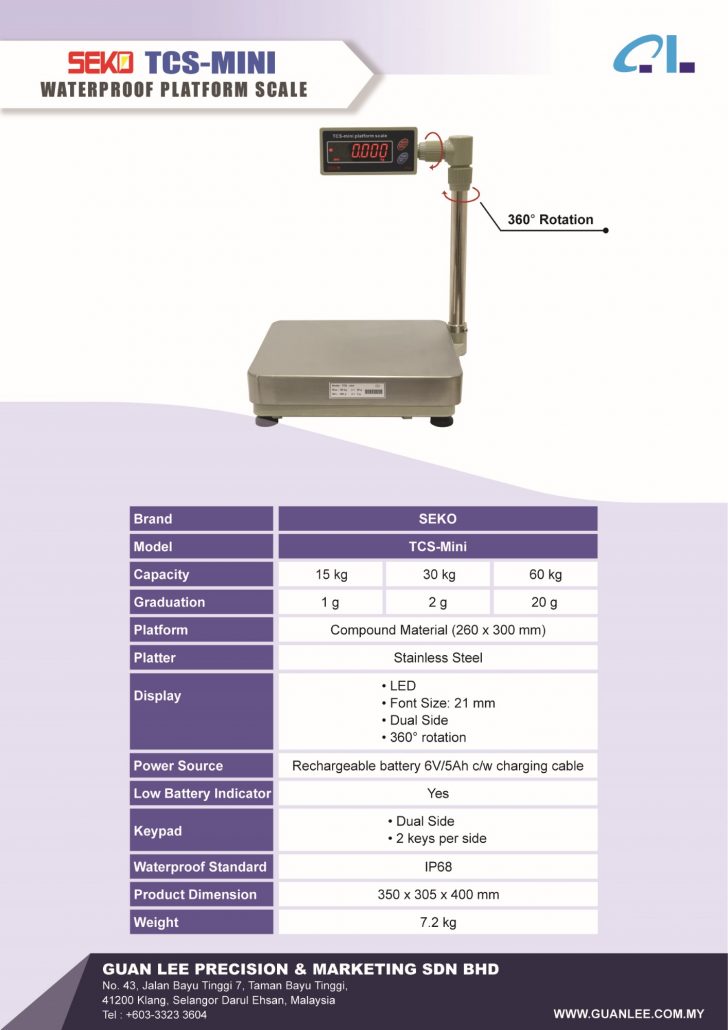 SEKO TCS-Mini Waterproof Mini Platform Scale – GUAN LEE PRECISION ...