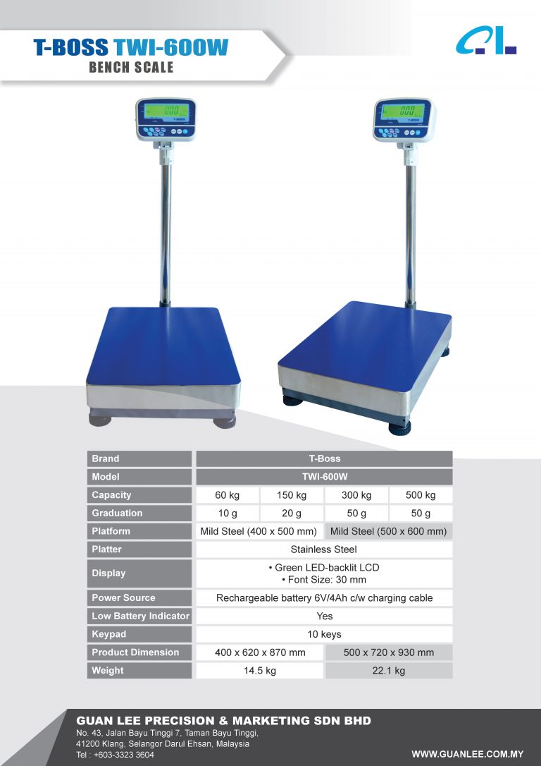 T-BOSS TWI-600W Bench Scale (Pattern Approved) – GUAN LEE PRECISION ...
