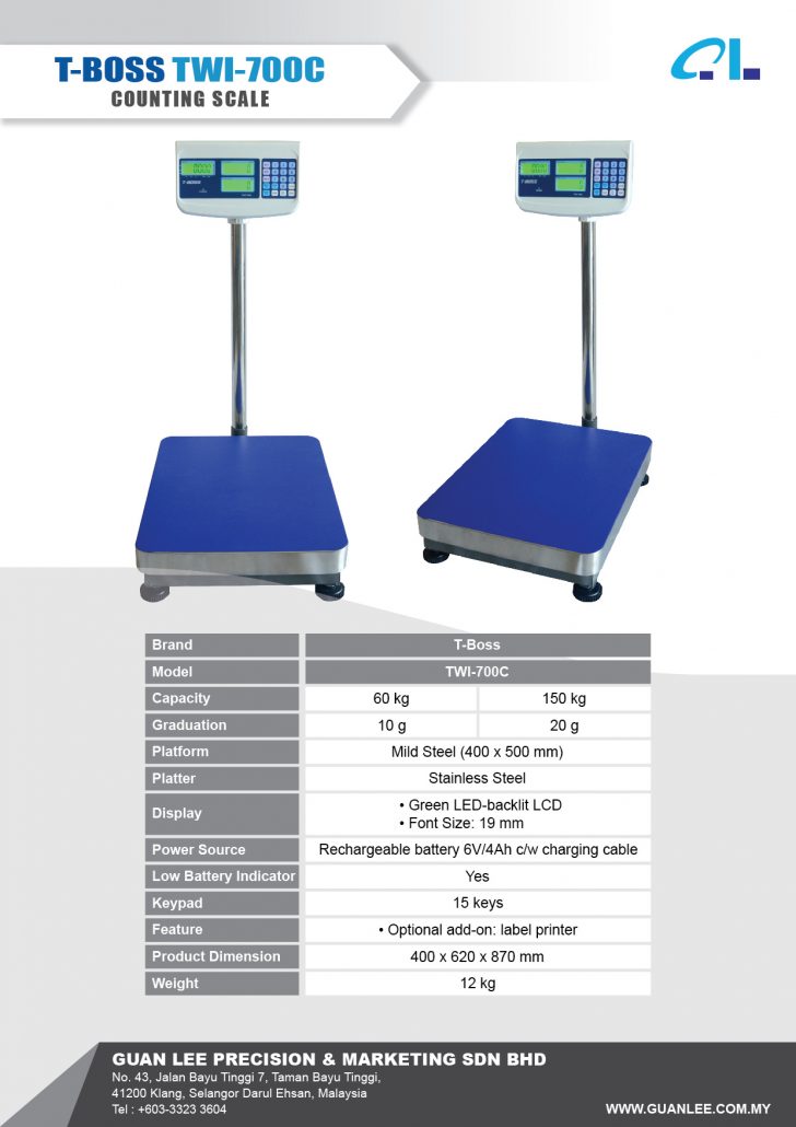 T-BOSS TWI-700C Counting Scale – GUAN LEE PRECISION & MARKETING SDN BHD