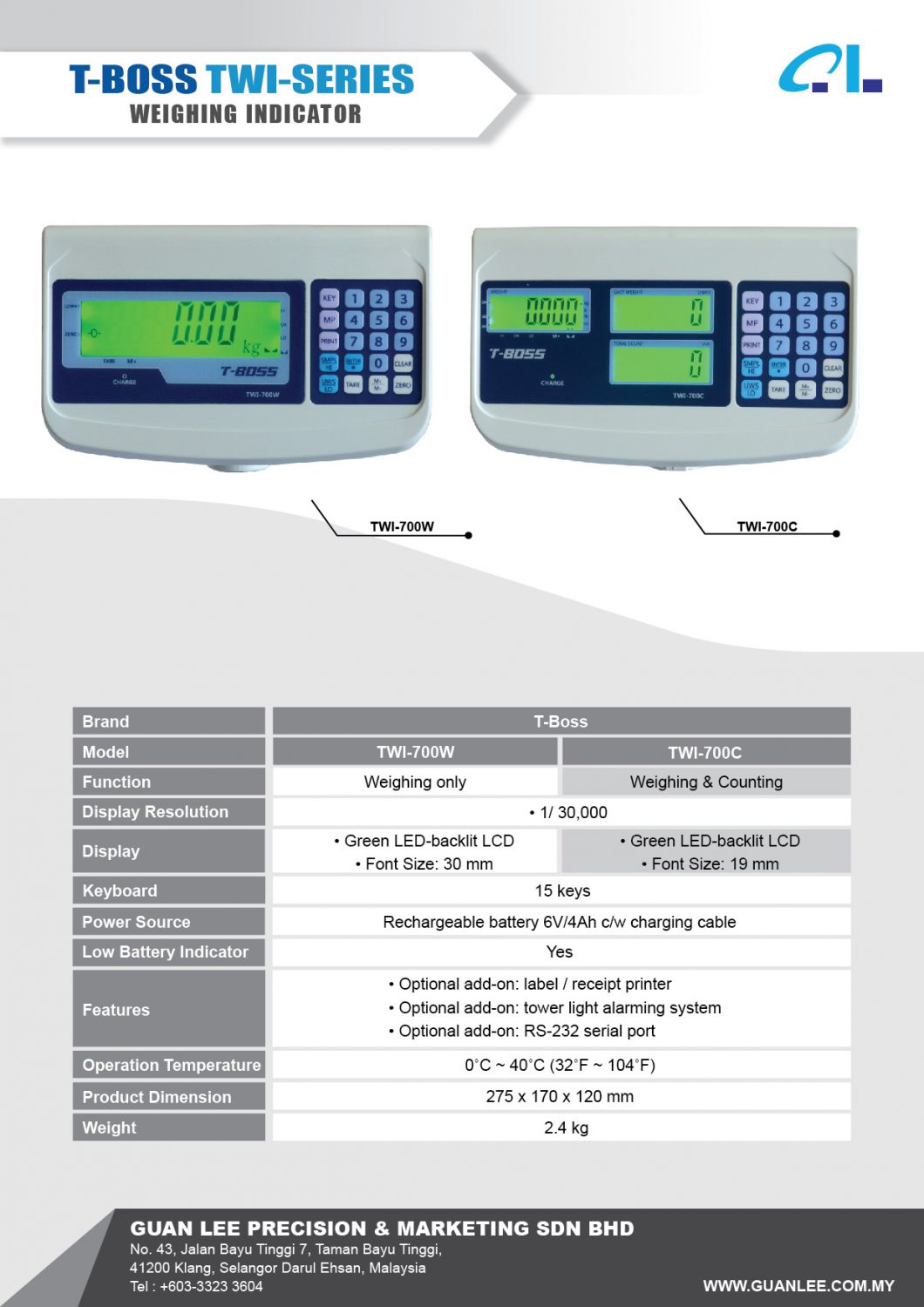 T-Boss TWI-Series Weighing Indicator (Pattern Approved) – GUAN LEE ...